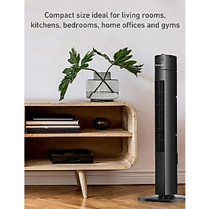 HOLMES 31" Manual Tower Fan, 70° Oscillation, 3 Speeds, 2-Hour Auto Shut-Off Timer, Adjustable Vents, Compact and Slim Profile, Carry Handle, Ideal for Cooling your Home, Bedroom or Office, Black