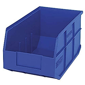 Quantum Storage K-SSB443BL-4 4-Pack Stackable Plastic Shelf Bin, 14" x 8-1/4" x 7", Blue