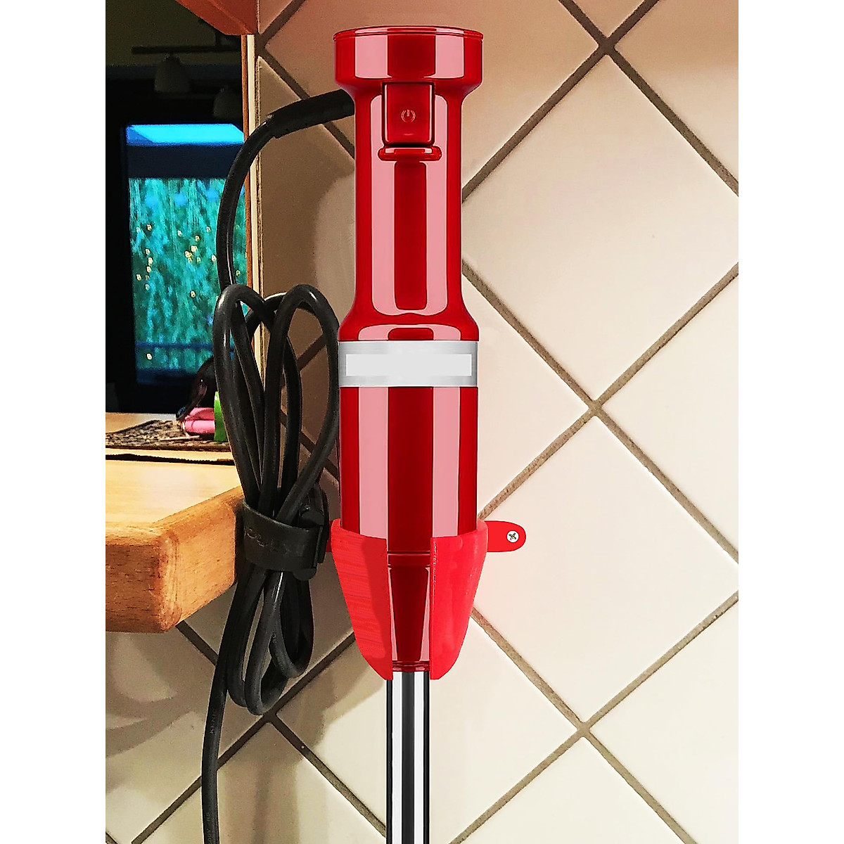 ZYRELYNX Hand Blender Mount, Hand Blender Holder Compatible with KitchenAid Corded Hand Blender KHBV53, Mixer Accessories, Red, 1 Pack