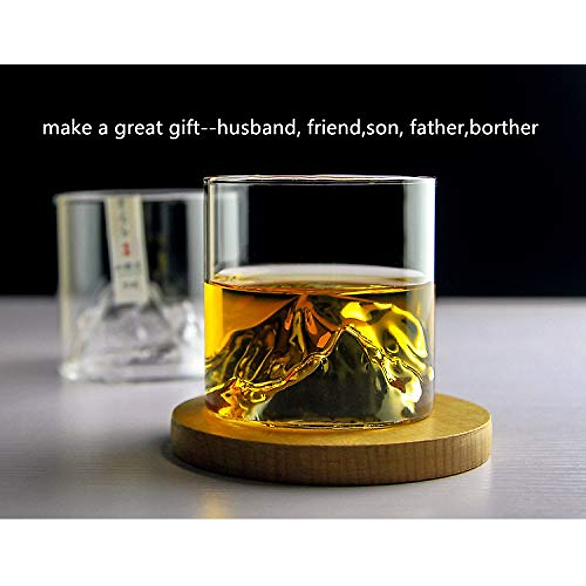 CZHome Whiskey Glass Small Glass Japanese Style Mountain shape Wine Glass Set of 2,Premium Quality Crystal –Elegant Modern Design , Ideal for Home,BarLuxury Bourbon Gifts for Men