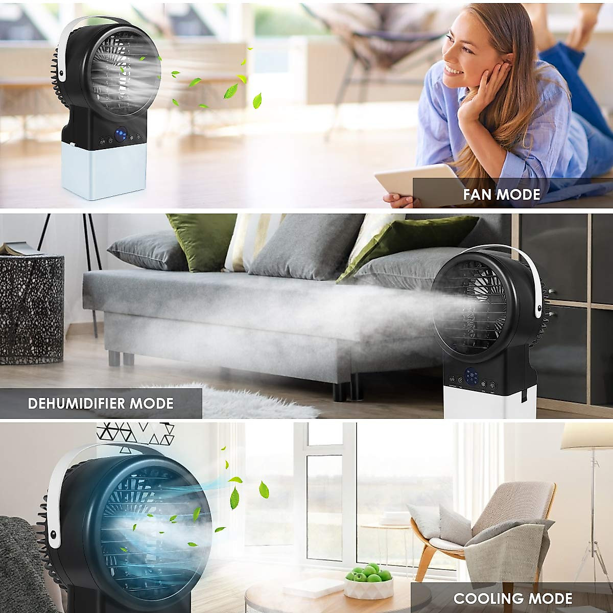 YouGottaIt Portable Air Conditioner, Rechargebable Evaporative Air Cooler with Humidifier, Timing & Oscillation Function, Personal Air Conditioner Fan for Small Room Office Camping Car Bedroom, White