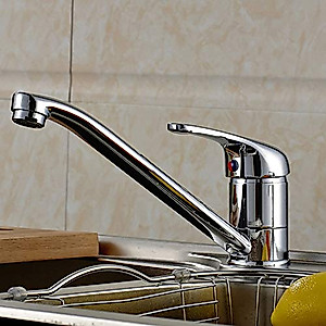 Bathtub Faucet Classic Swivel Brass Single Handle Mixer Kitchen Sink Faucet Cold and Hot Water Tap, Chrome Finish