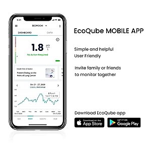 Ecosense EQ100 EcoQube, Smart Continuous Radon Detector for Home, Easy to Use, Accurate, Wi-Fi, USA Version pCi/L