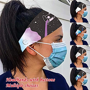 Akabsh Yoga Headbands for Women and Men - Wide Non Slip Design Headband for Running Yoga Fitness Fashion and Other Workouts Headbands with Buttons Running Yoga Elastic Hair Band