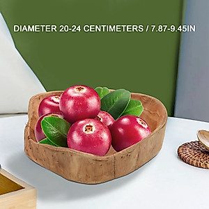 HANFAIRS Household Fruit Bowl Wooden Dish Fruit Plate Wood Carving Fruit Plate Wood 20-24 Cm