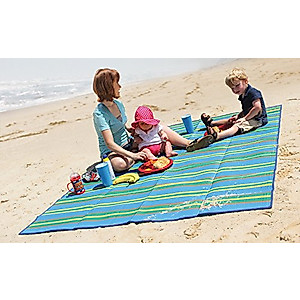 Camco Handy Mat with Strap, Perfect for Picnics, Beaches, RV and Outings, Weather-Proof and Resistant (Blue/Green - 60" x 78") - 42805