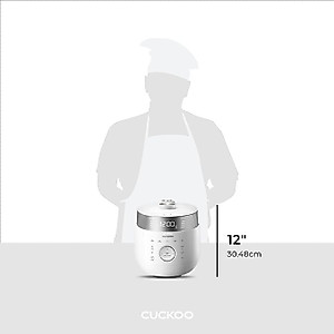 CUCKOO IH Twin Pressure Small Stainless Steel Rice Cooker 10 Cup Uncooked & 20 Cup Cooked with Induction Heating, LED Touch Controls, Reheat Option (White)