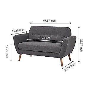 GIA Furniture Home Series Mid-Century Modern Loveseat, Love Seat, Dark Gray