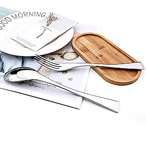 Snplowum Silver Tableware 20Pcs Mirror Polished 18/10 Stainless Steel Luxury Flatware - Heavy Cutlery Set Service For 4 Include Knives/ Forks/ Spoons/ Salad Fork/ Teaspoon, Dishwasher Safe