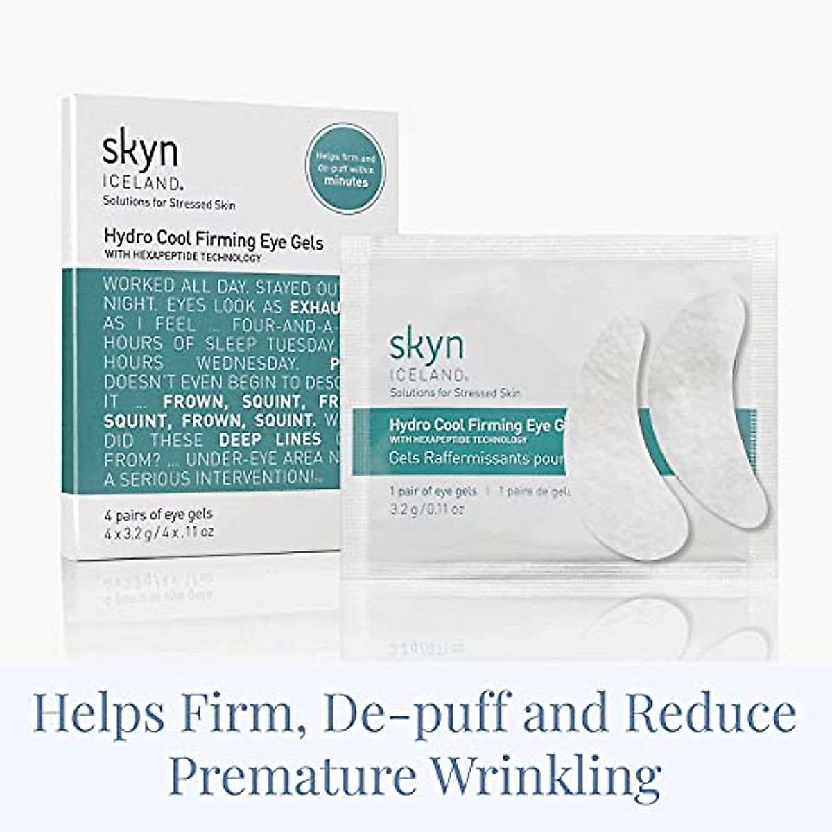 skyn ICELAND Hydro Cool Firming Eye Gels: Under-Eye Gel Patches to Firm, Tone and De-Puff Under-Eye Skin, 4 Pairs