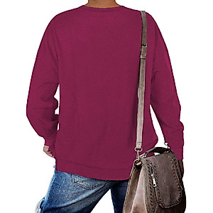 DOLNINE Plus Size Sweatshirts for Women Fall Winter Shirts Tunics Maroon-16W