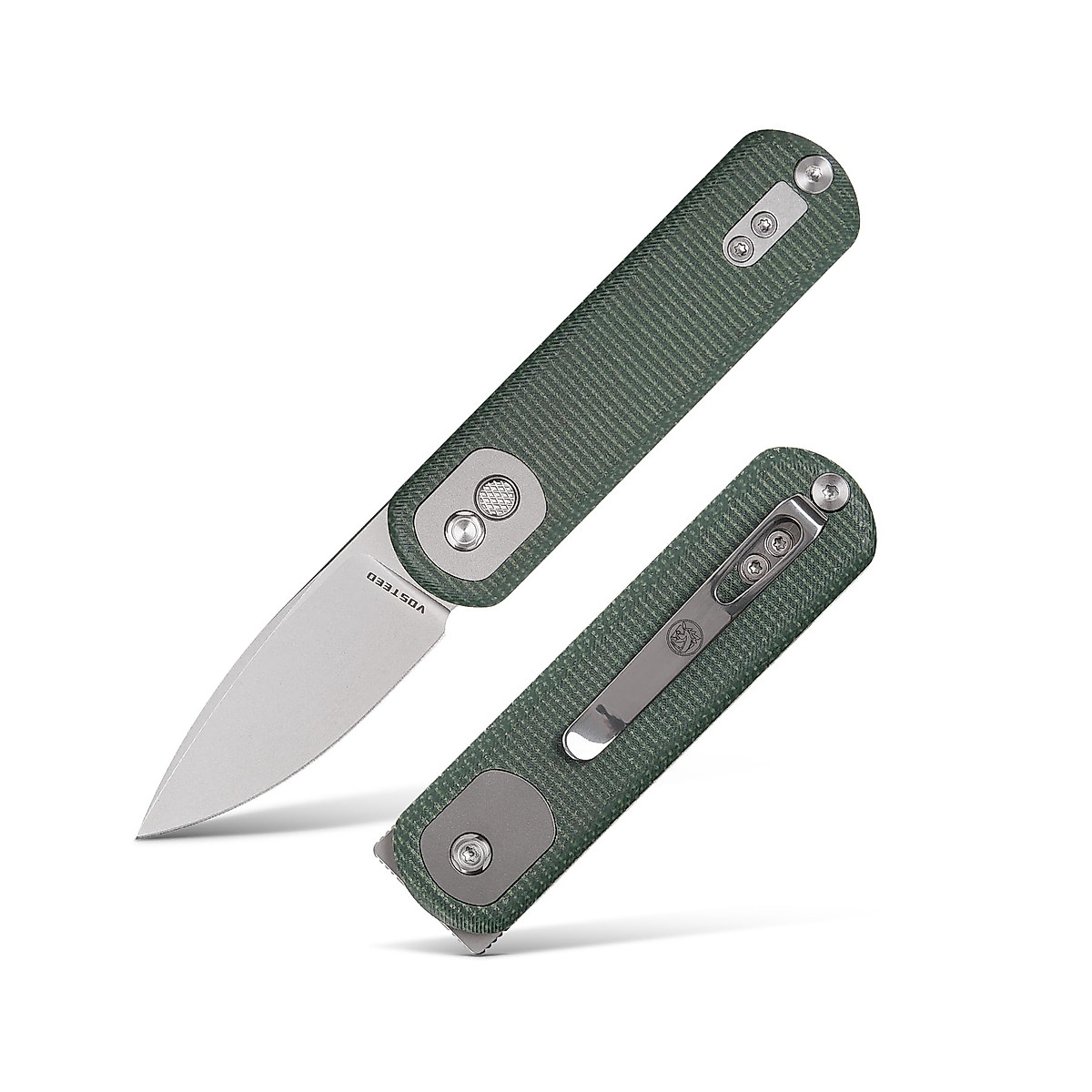 Vosteed Corgi Pup Small Flipper Pocket Knife for Men Women Gifts, 2.37" 14C28N Blade EDC Folding Knife, Patented Trek Lock Gentleman's Pocket Knife with Clip - Micarta Handle with Titanium Insert
