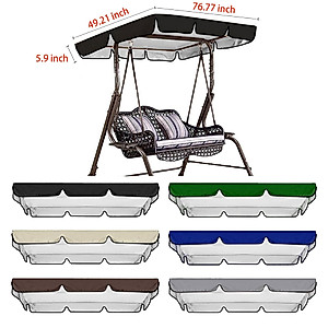 HyzXqq Waterproof Swing Canopy Replacement - Durable 600D Oxford Cloth Garden Swing Seat Cover for Outdoor Patio, Park, and Porch Furniture(Coffee-hdw,76.77" x 49.21" x5.9")