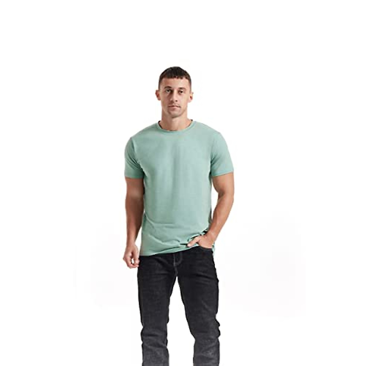 KLIEGOU Men's Crew Neck T Shirts - Casual Stylish Tees for Men 303 Light Green Large