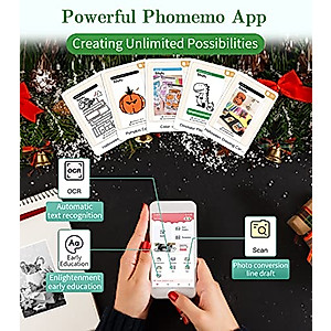 Phomemo Sticker Printer - M02 Mini Photo Printer, Bluetooth Portable Thermal Instant Sticker Maker, for iOS + Android, for Photo, Learning, Journal, Study Note, Christmas, Good Gift (Ice Cream Green)