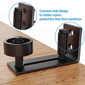 ZEKOO Sliding Barn Door Floor Guide, 8 Setup Options, Adjustable Stay Roller Guide, Black Wall Mounted Barn Door Hardware for Flush Bottom