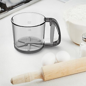 Flour Sifter for Baking, Crank Flour Sifter with Professional Fine Mesh Baking Sifters, One Hand Press Crank Sifter for Baking, Premium Flour Sieve Bakesr Dusting for Quick Sifting Omesata