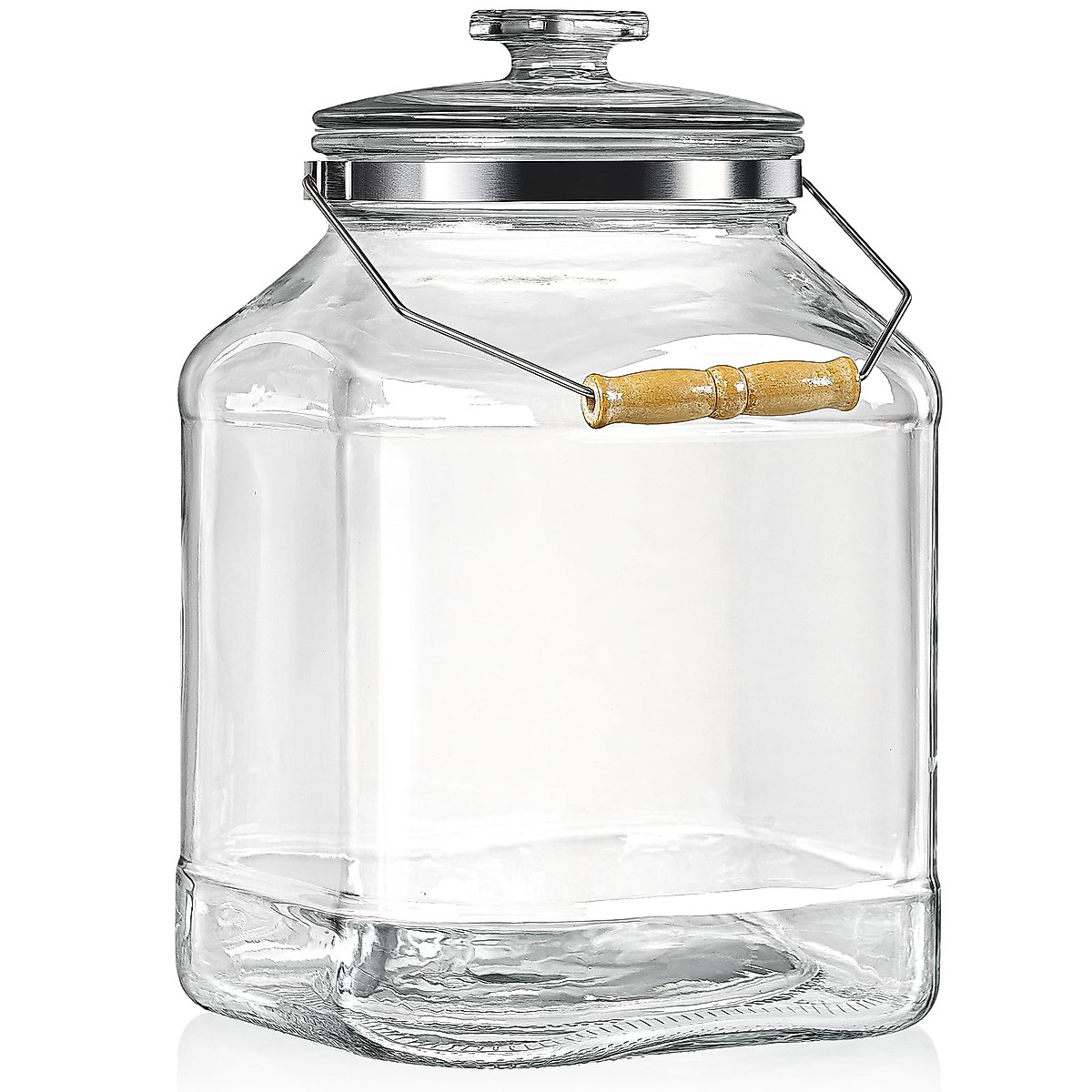 Daitouge 2.5 Gallon Glass Jar with Lids, 5.5" Opening Heavy Large Glass Storage Jars with Handle, Extra Big Glass Container for Kitchen Organization