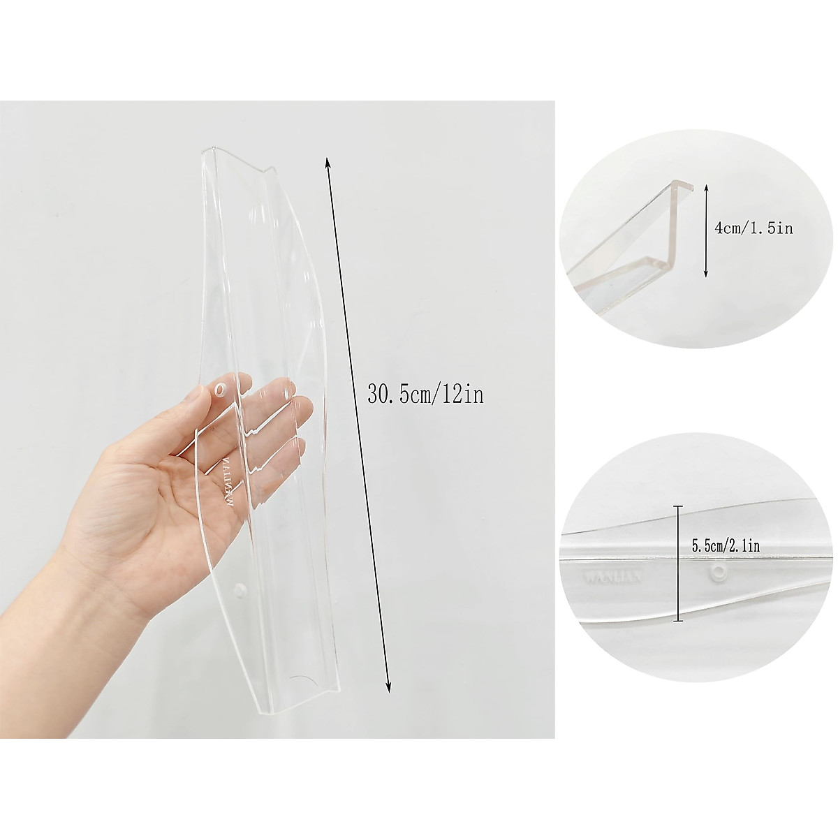 12'' Transparent Acrylic Wall Bookshelf Display Stand, Wall Mounted Storage Rack, Character Statue Picture Display Stand, Photo Frame Storage Rack, Wall Mounted Bookshelf, Cosmetics Display Cabinet