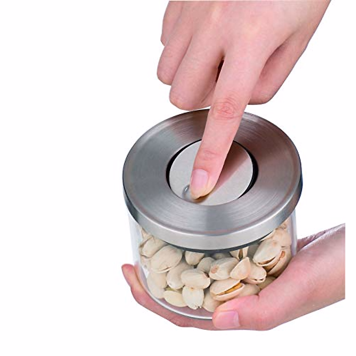 Balchy 5-Piece Canisters Sets with Silicone Seal Borosilicate Glass Jars Vacuum Seal for Tea Coffee Sugar Pop Flour Canister for Kitchen