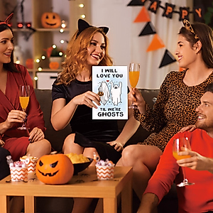 Zyulin Funny Halloween Wedding/Engagement Card for Women Men, Spooky Halloween Anniversary Card Gifts for Couples, Romantic Valentines Day Card for Him Her-I WILL LOVE YOU TIL WE'RE GHOSTS