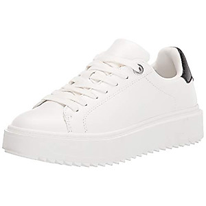 Steve Madden Women's Catcher Sneaker, White Black, 8.5