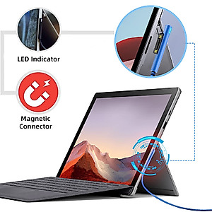 Sisyphy Nylon Braided Surface Connect to USB-C Charging Cable (6ft Blue), Requires 45W 15V/3A USB-C Charger PD Power Supply, Compatible with Microsoft Surface Pro7/6/5/4/3 Go 3/2/1 Laptop