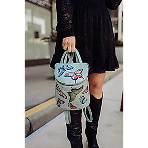 Anuschka Women’s Genuine Leather Backpack - Hand Painted Exterior - Butterfly Heaven