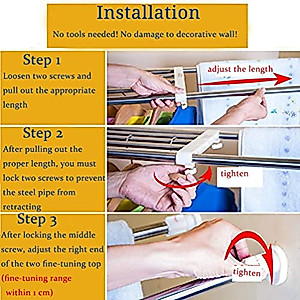 BAOYOUNI Expandable Closet Tension Shelf Rod Organizer Adjustable Storage Rack Heavy Duty Clothes Hanger Metal Space Saving Divider for Bathroom Kitchen Cupboard Wardrobe Bookshelf 32''-46'', Ivory