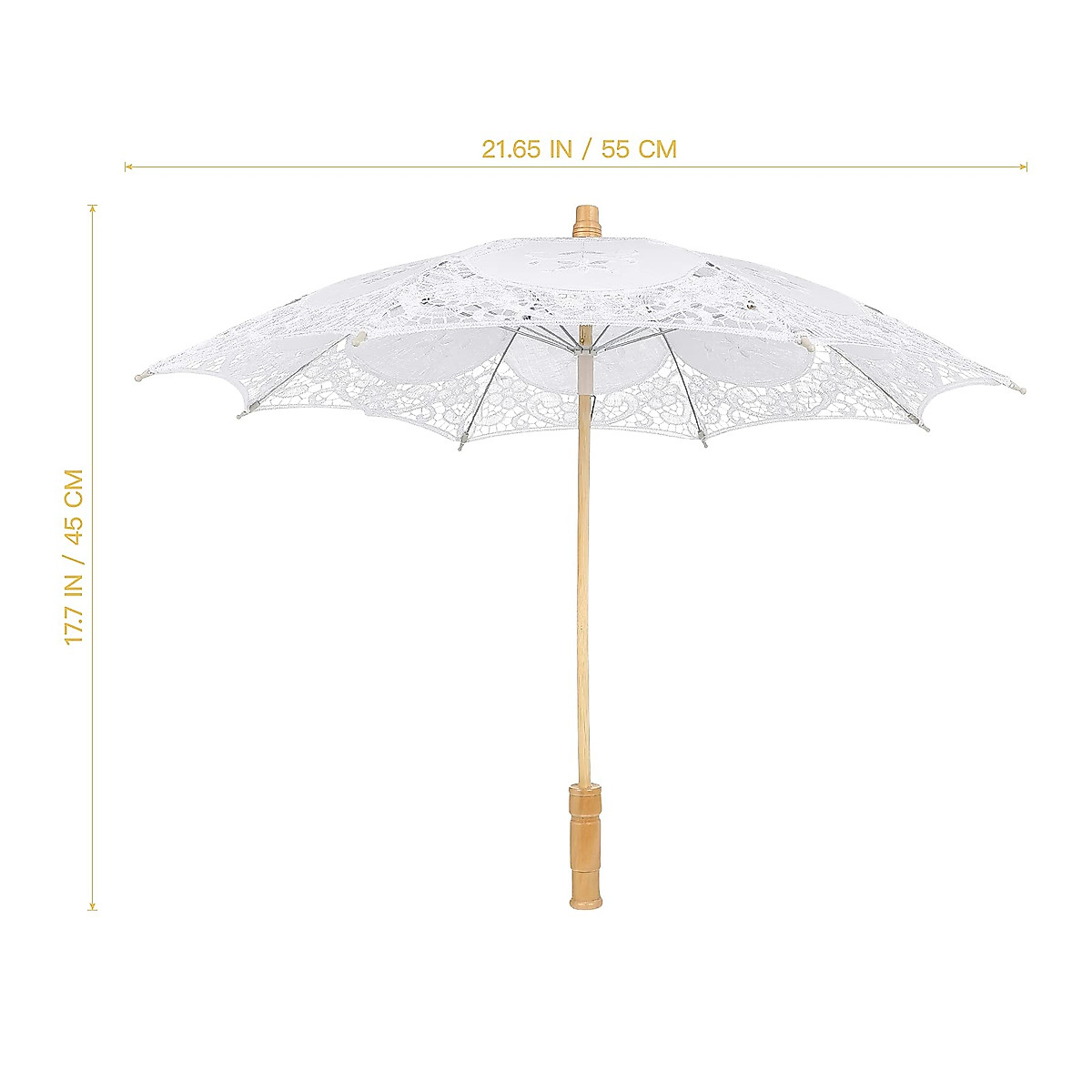 Toyvian 44cm Lace Umbrella Wedding Small Umbrella for Bride Wedding Gift Photo Props Kids Gift - White