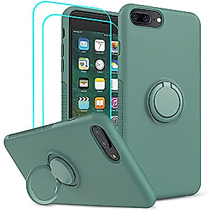 LeYi for iPhone 8 Plus Case iPhone 7 Plus Case, iPhone 6s Plus Case iPhone 6 Plus Case, with 2 PCS Glass Screen Protector, Liquid Silicone Gel Rubber Soft Shockproof Case for iPhone 8 Plus, Green