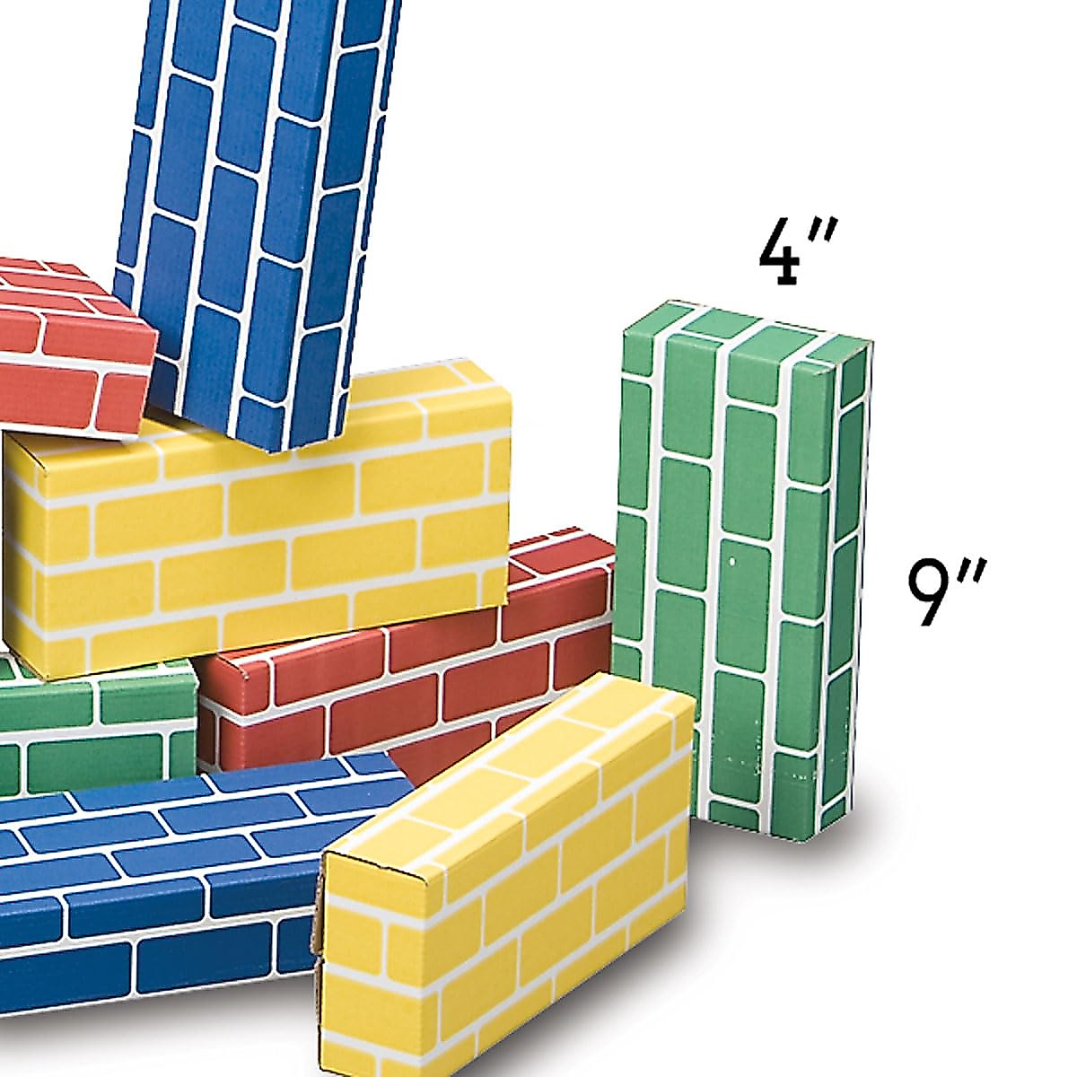 Lillian Vernon Primary Building Bricks - Kids Cardboard Bricks, Each 9" x 4" x 2" (Set of 24)