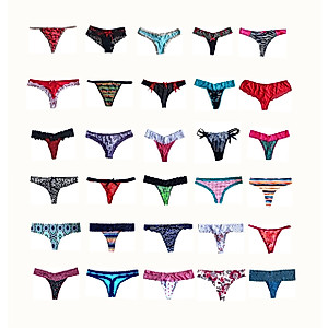 Morvia Varieties of Women Thong Pack Lacy Tanga G-string Bikini Underwear Panties (XL, 10 Pcs)