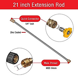 Selkie Pressure Washer Gun with Extension Wand and 26" Hose, Pressure Washer Gun with 26inch Pressure Washer Hose,16inch Extension Wand, 5 Nozzle Tips, and M22 15mm & M22 14mm Fitting, 4000 PSI