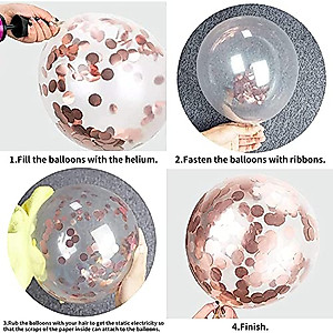 KAINSY Rose Gold and White Balloons 50Pcs, Metallic Rose Gold Blush Birthday Balloons Confetti Balloons and Latex Helium Balloon Set, Party Decorations for Birthday Wedding Girls Women