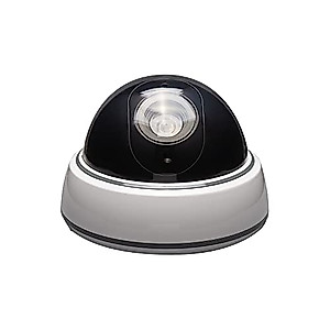 SABRE Fake Dome Security Camera, Flashing Red Light For Nighttime Visibility, Realistic Design Deters Intruders, Battery Operated, No Wiring Required, Fake Dummy Camera, White