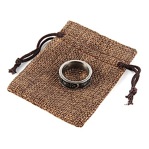 HZMAN 8mm Moon Star Sun Statement Ring Stainless Steel Boho Jewelry for Women Men (Silver, 7)