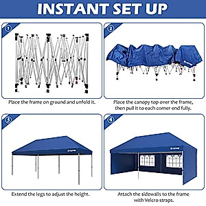 OUTFINE Canopy 10'X20' Pop Up Canopy Gazebo Commercial Tent with 4 Removable Sidewalls, Stakes X12, Ropes X6 for Patio Outdoor Party Events