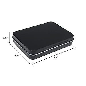 12 Pieces Rectangular Metal Empty Hinged Tins Containers Basic Necessities Home Storage Organizer Mini Box Set, 4.5 x 3.3 x 0.87 inches (Black)