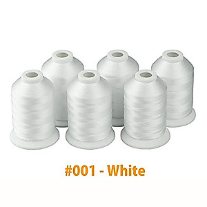 Simthread 6 Polyester White Machine Embroidery Threads 1000M(1100Yards) for Brother, Babylock, Janome, Pfaff, Singer, Bernina and Other Home Machines (White)