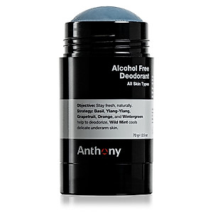 Anthony Alcohol Free, Aluminum Free Deodorant for Men – Non-Irritant Cool Gel Stick for Sensitive Skin – Sport Strength Stick Prevents Odor All Day – Clear, Stain Free – 2.5 Fl Oz