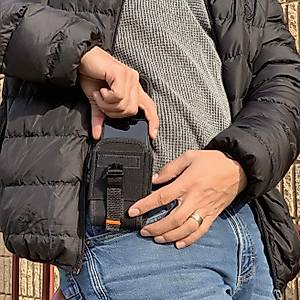 Agoz Motorola Edge 30 Fusion, ThinkPhone, Moto Z4 Moto Z3 Play Z2 Force Moto Z2 Play Holster, Heavy Duty Rugged Carrying Belt Clip Case Pouch with Metal Clip, Belt Loops, Card Holder, Front Buckle