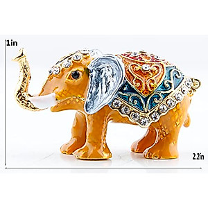 SEVENBEES Small Elephant Trinket Box - Hinged Enameled Jewelry Organizer with Unique Mini Ring and Earrings Compartments - Collectible Keepsake and Figurine for Home Decor - Mothers Day Gifts