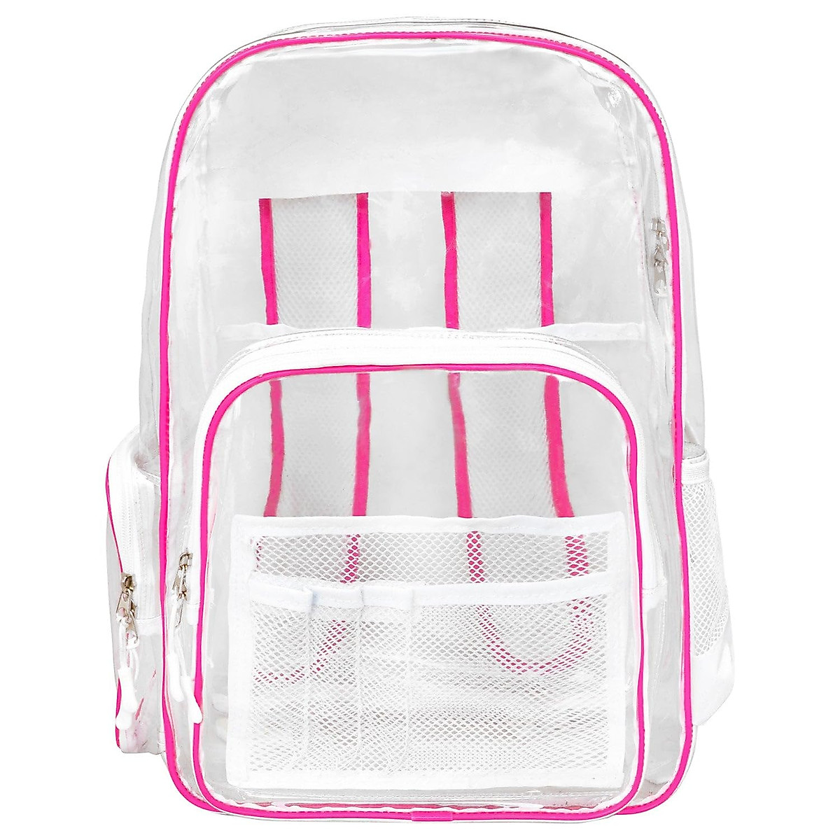 Meister All-Access Clear Backpack - Meets School & Event Security Bag Requirements - Pink / White