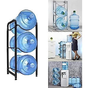 3-Tier Water Jug Holder Rack Water Cooler Jug Rack 5 Gallon Water Bottle Holder Detachable Heavy-Duty Dispenser Organizer for Home Kitchen Office Save Spacer (3-Tier)
