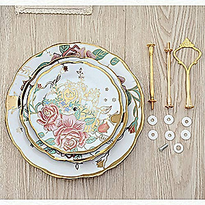 3-Layer Ceramic Cake Stand Dessert Plate Cupcake Fruit Candy Display Tower, Flower Dessert Stand, Children's Birthday Tea Party Baby Shower Serving Tray Small
