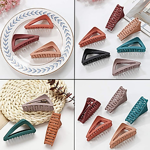 GKDKV Hair Claw Clips French Matte Hair Claw Triangle Plastic Hair Clips for Women and Girls Thin Hair, Strong Hold for Thin Curly Straight Long Hair (Vivid Color)