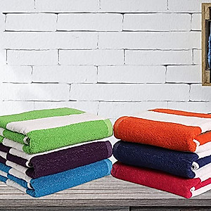 BolBom's, 6 Piece Beach Towel,100% Cotton Cabana Stripe Beach Towel,Oversize 30" x60” Quick Dry High Absorbent Towel for Beach,Travel,Swim,Pool,Yoga, Hotel,Parties,Guests & Perfect for Daily Use