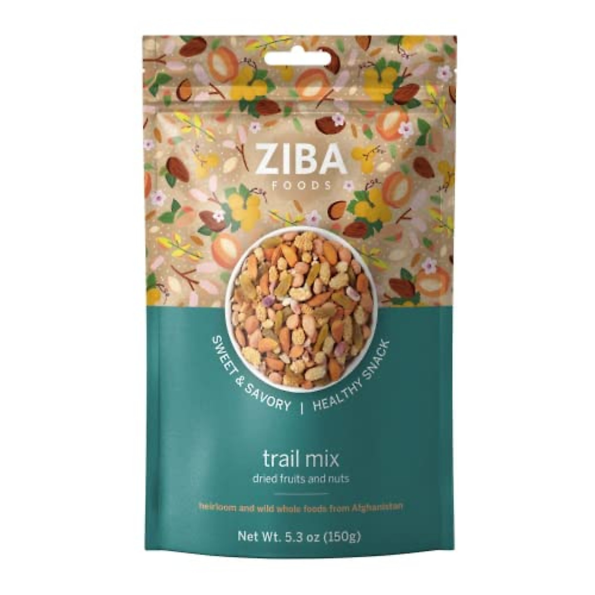 Ziba Foods Trail Mix - Sweet Apricot Kernels, Mulberries, Raisins, Almonds & Pistachios - Non-GMO, Vegan, Whole 30 Friendly & Paleo - High in Fiber, Iron & Antioxidants | Sweet & Savory Snack, 5.3 oz