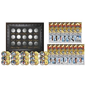 BASEBALL LEGENDS 15-Coin Set 24K Gold Plated State Quarters w/Display SUPER SALE